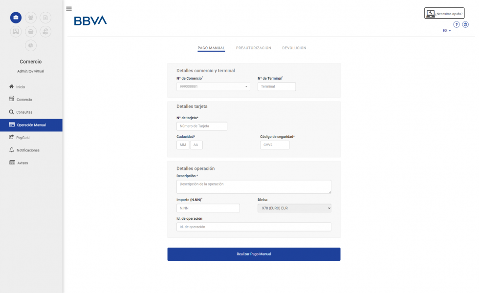 Pago MO/TO | BBVA | Desarrolladores TPVV